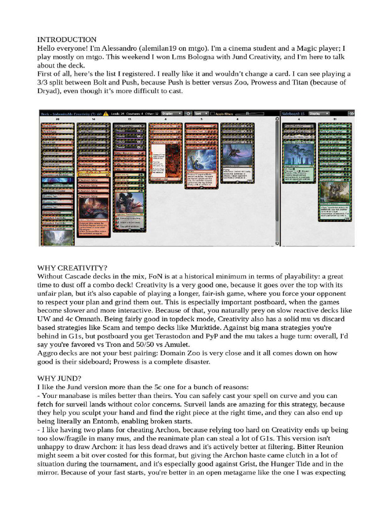 Sideboard Jund Creativity Modern | PDF