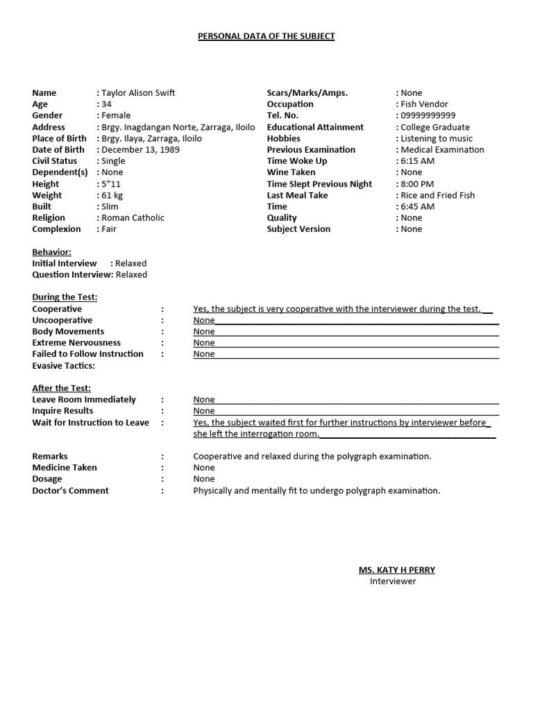 Pers Dat Sample | PDF