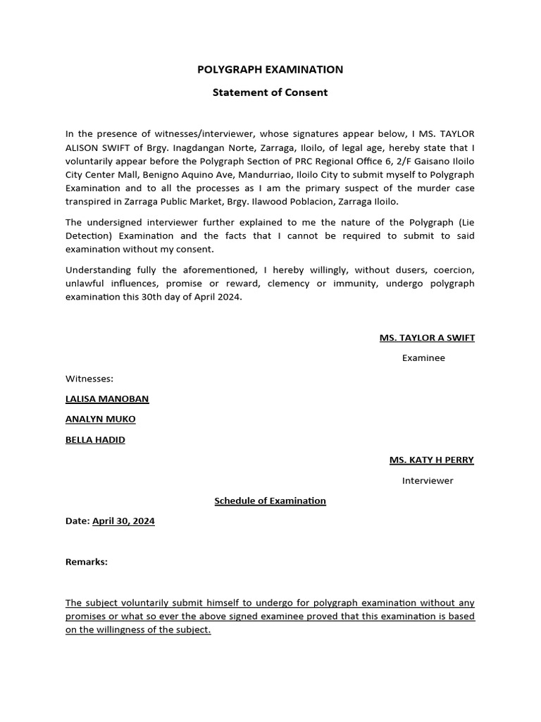 Polygraph Consent for Murder Case | PDF