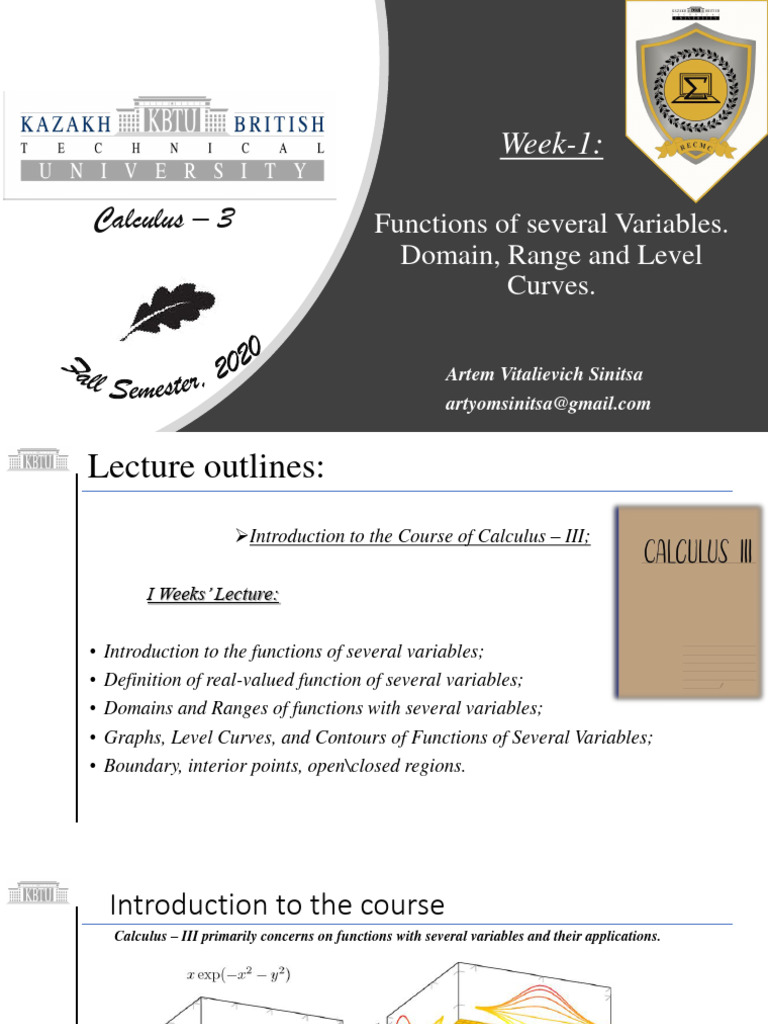 W1 - Calculus III | PDF | Function (Mathematics) | Variable (Mathematics)