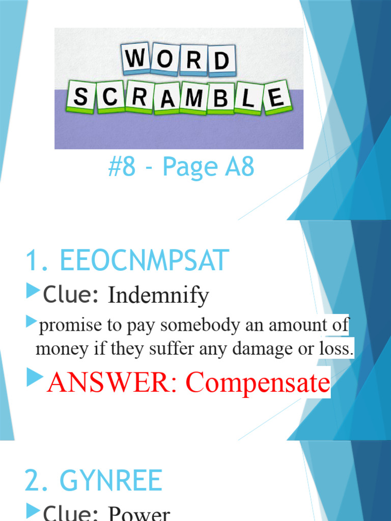 Word Scramble #8 - Page A8 | PDF