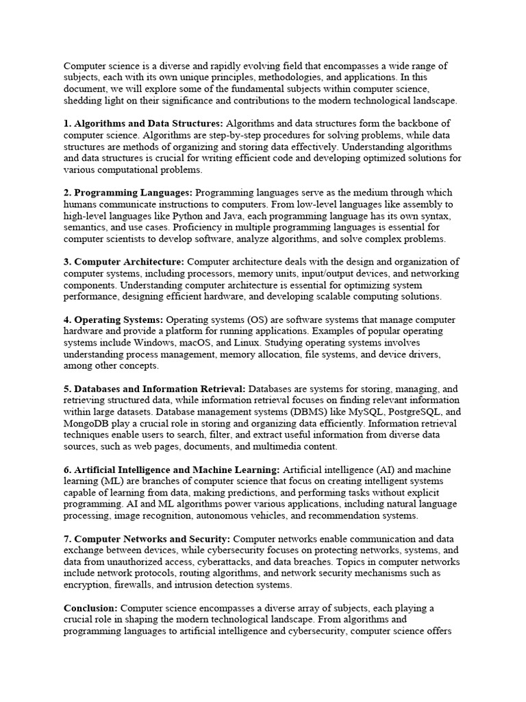 Computer Science Is A Diverse and Rapidly Evolving Field That ... Computer Science Is A Diverse and Rapidly Evolving Field That ...