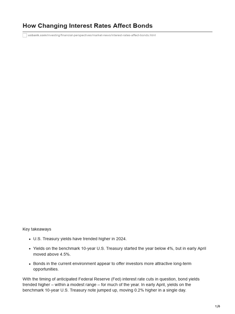 How Changing Interest Rates Affect Bonds | PDF | Yield Curve | Federal ... How Changing Interest Rates Affect Bonds | PDF | Yield Curve | Federal ...