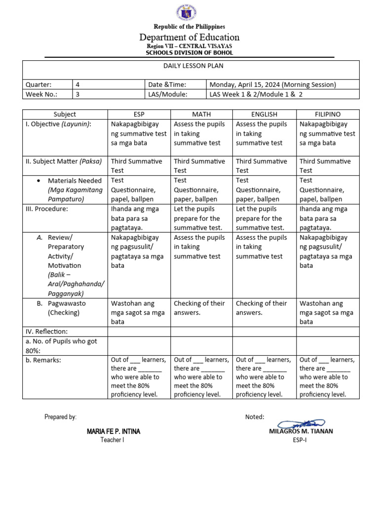 Day 5-Summative | PDF | Human Communication | Learning