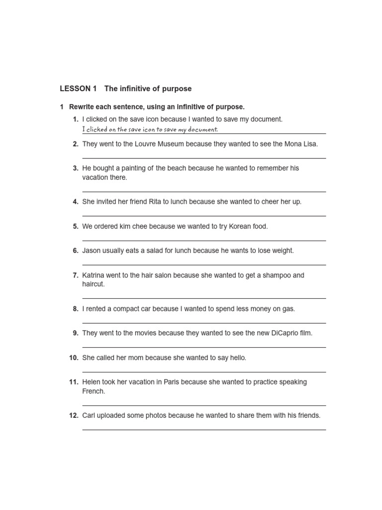 iNFINITIVE OF PURPOSE | PDF