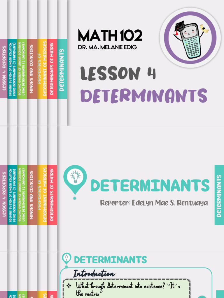 LESSON 4 Determinants | PDF | Determinant | Matrix (Mathematics)