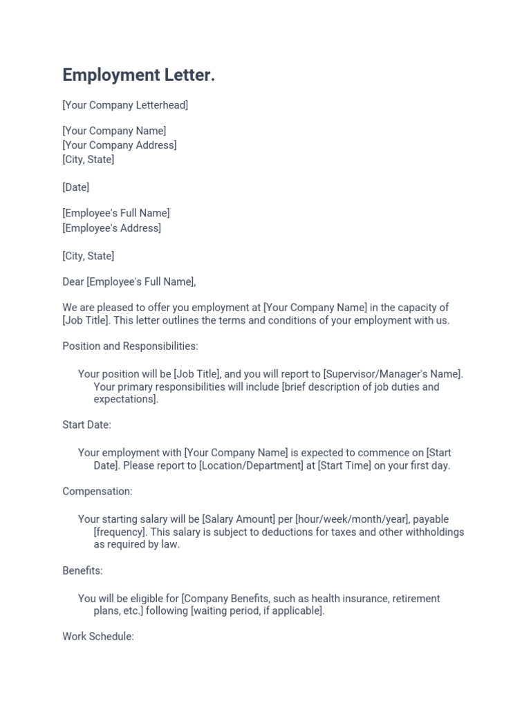 Employment Letter | PDF | Employment | Salary