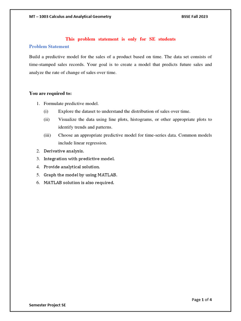 Calculus Project | PDF | Matlab | Calculus