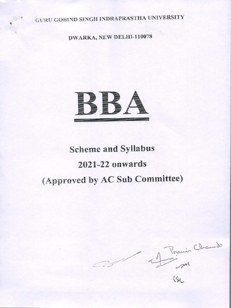 Bba Syllabus 2021 Onwards | PDF