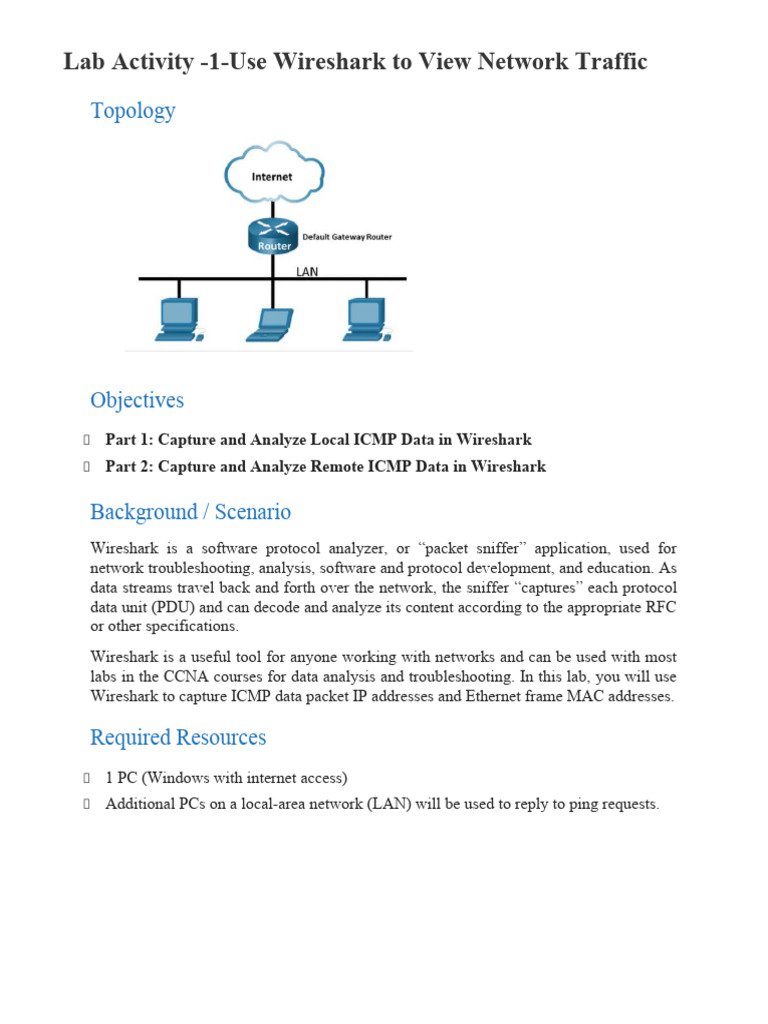Lab Activity 1b - Use Wireshark To View Network Traffic | PDF | Computer Network | Internet ...
