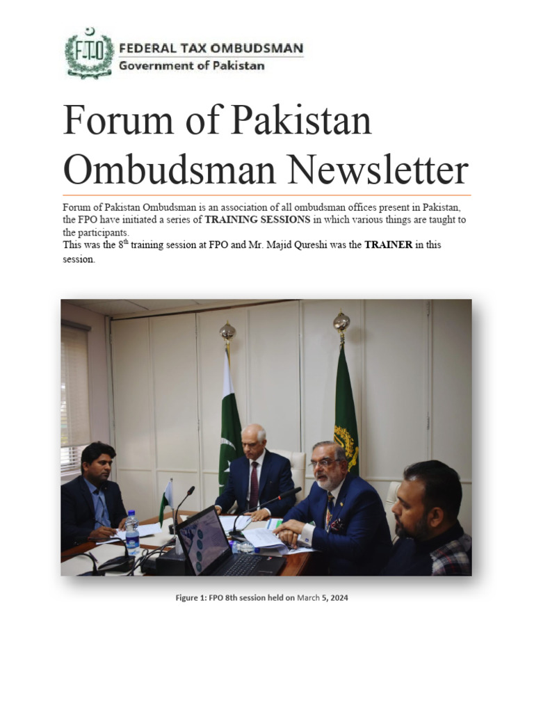 Forum of Pakistan Ombudsman Newsletter | PDF