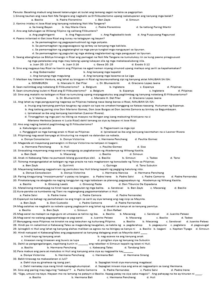 El Fili Long Quiz1 | PDF