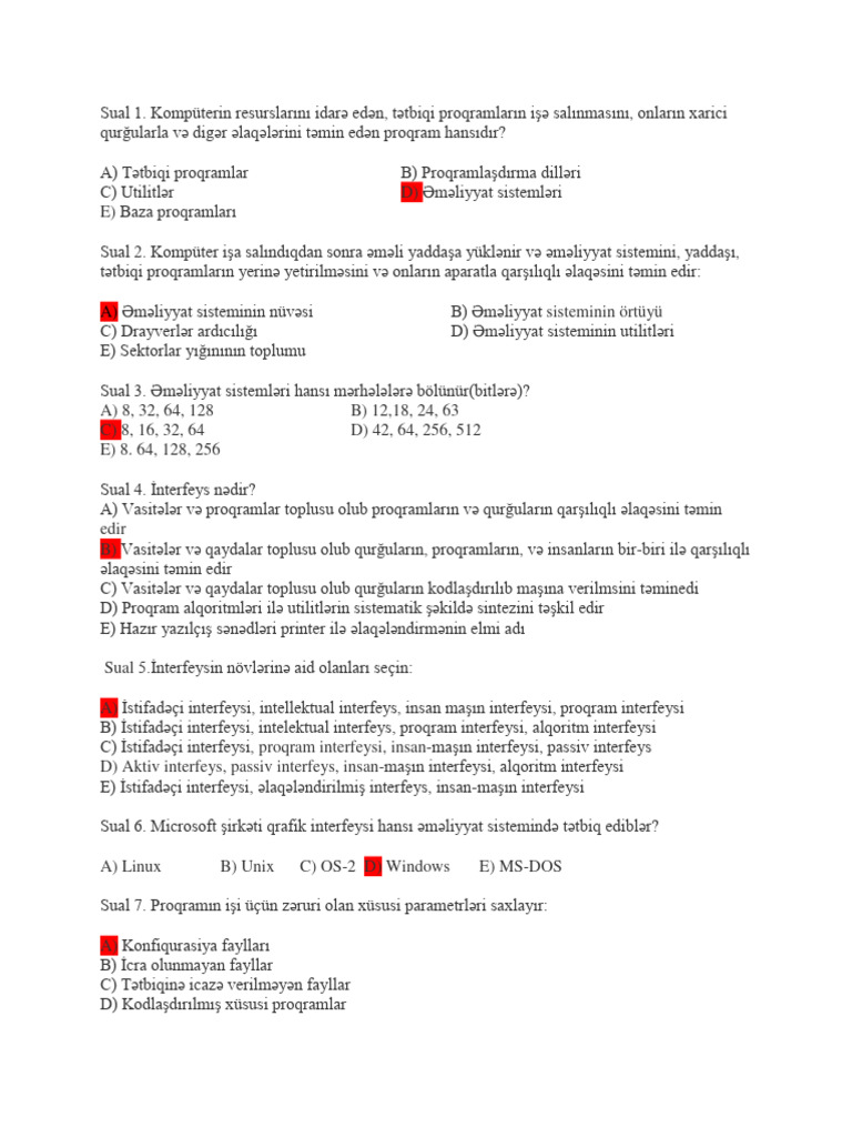 OS Sual Bankı Sd1 | PDF