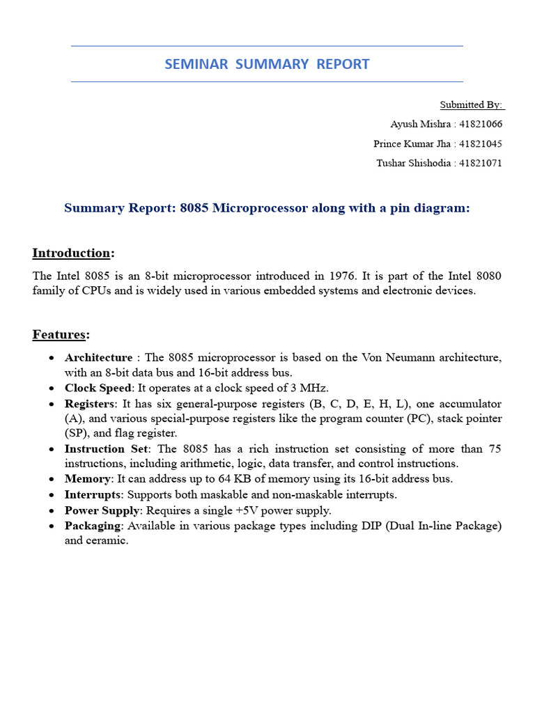 Seminar Summary Report | PDF | Central Processing Unit | Computer Engineering