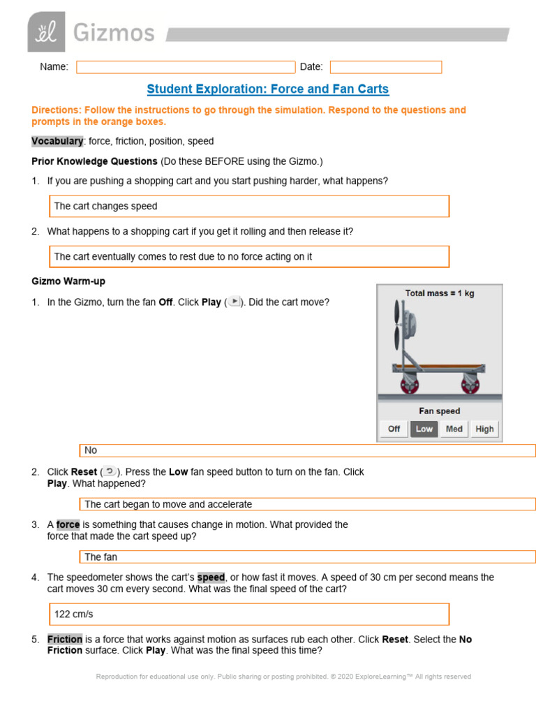Exploring Force and Motion with Fan Carts | PDF | Force | Friction