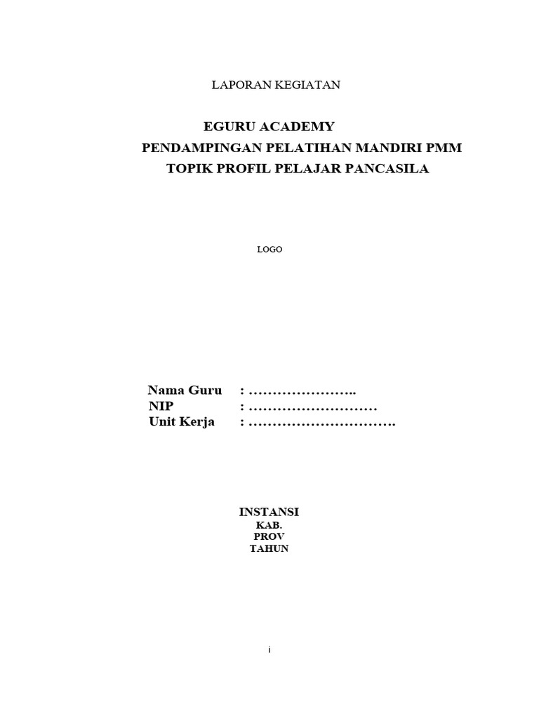 Template Laporan Bimtek Aksi Nyata PMM Topik Profil Pelajar Pancasila | PDF