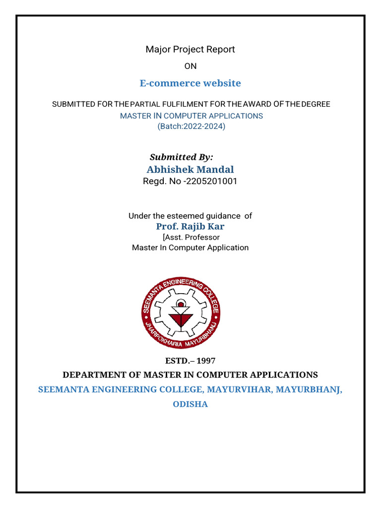 E-Commerce Project Report | PDF | Databases | Model–View–Controller