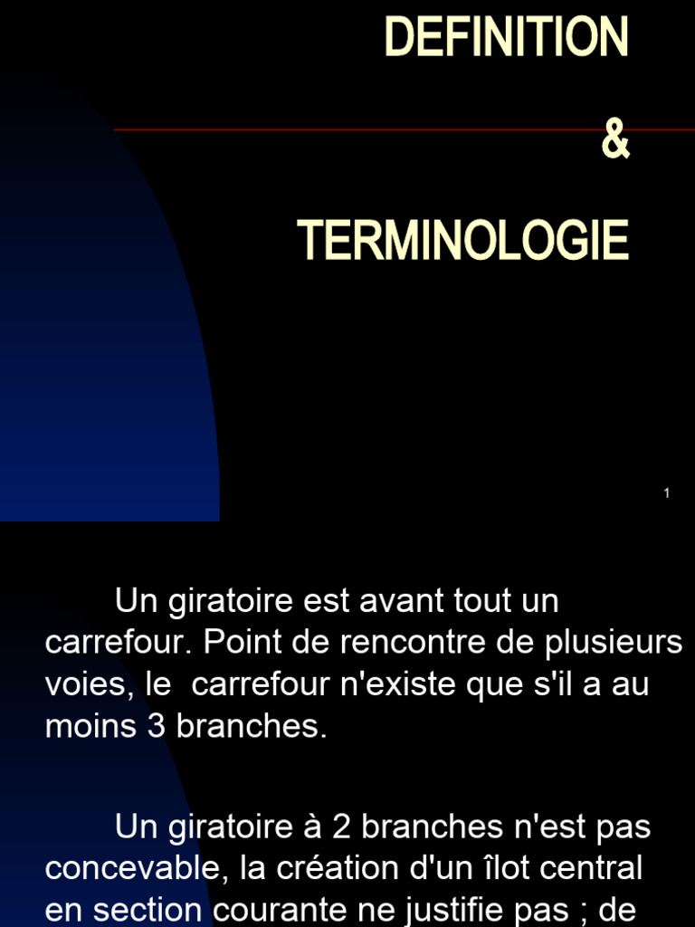 Définition et terminologie du giratoire | PDF | Intersection (Route ...
