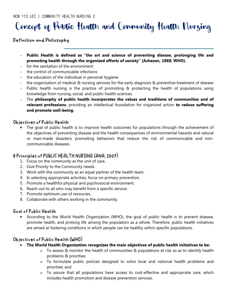 Topic 2 Concept of Public Health and Community Health Nursing | PDF ...
