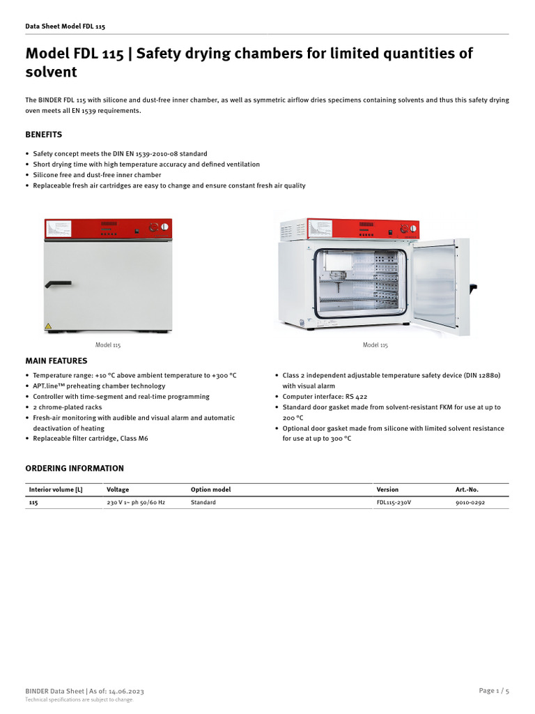 Data Sheet Model FDL 115 en | PDF | Calibration | Temperature