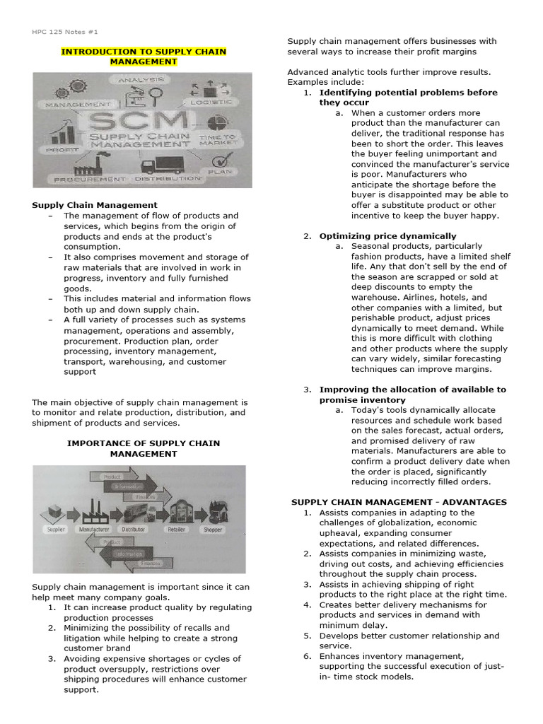 Scm Notes Copy Repaired Pdf Supply Chain Supply Chain Management