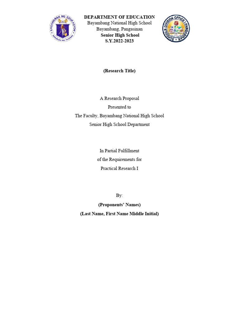 Bayambang HS Research Proposal 2023 | PDF