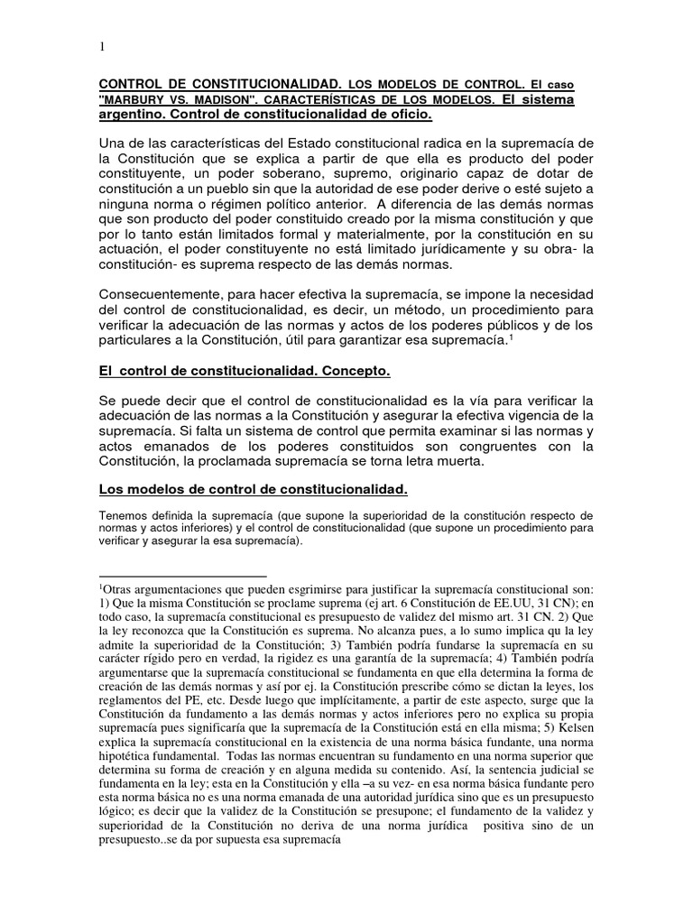 Control de Constitucionalidad | PDF | Constitución | Juez