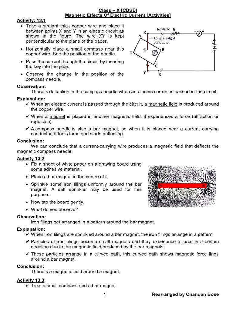 Activities - Magnetic Effects of Electric Current | Download Free PDF ...