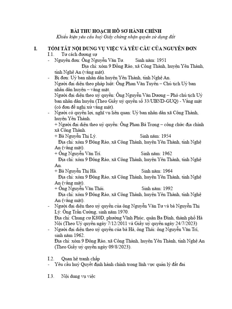 Bài Thu Ho CH H Sơ Hành Chính | PDF