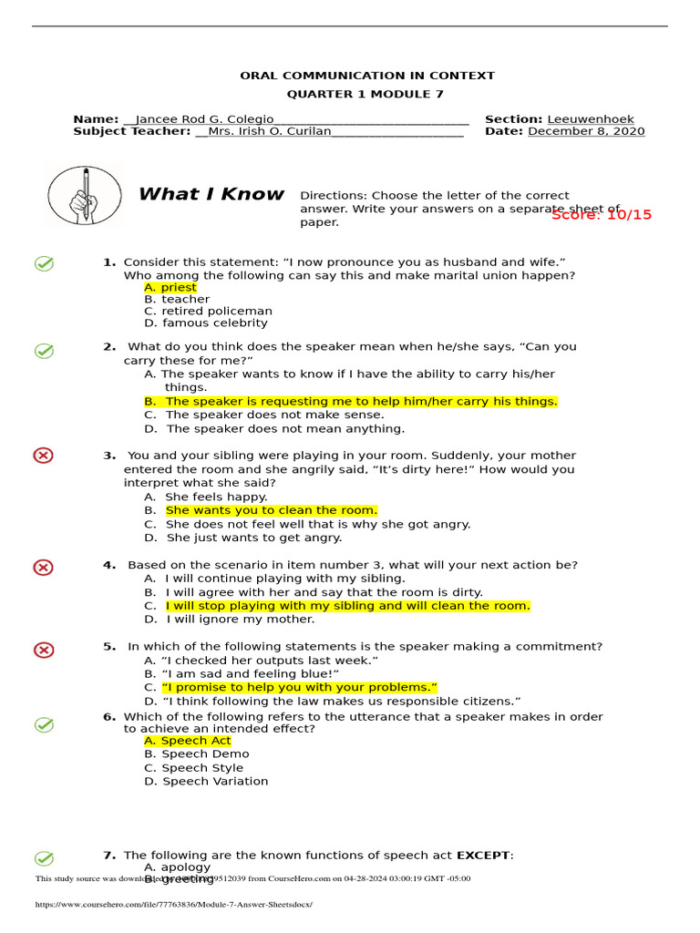 Module 7: Speech Acts and Communication | PDF