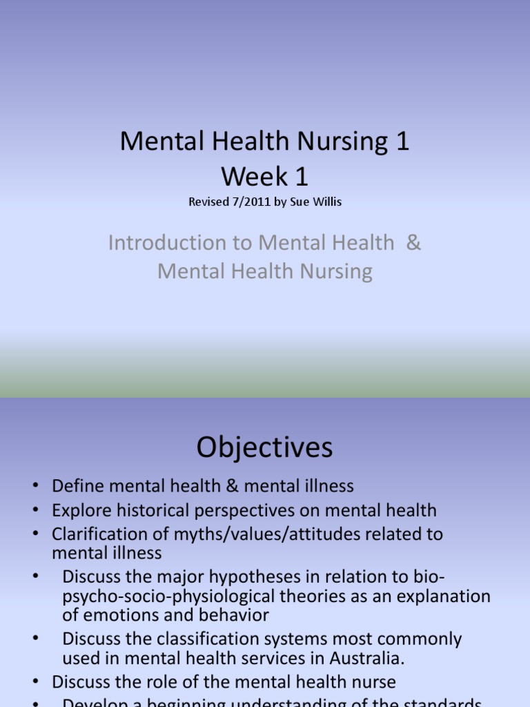 Introduction To Mental Health & Mental Health Nursing | PDF | Mental ...