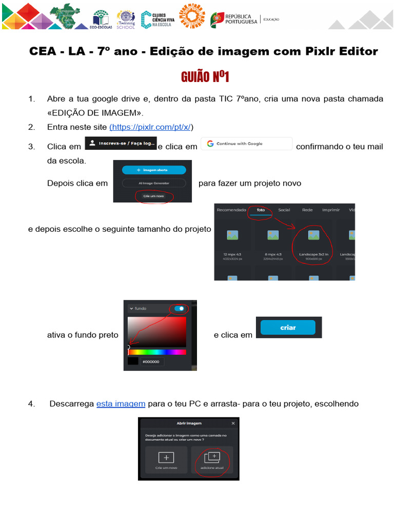 PIXLR - Edição de Imagem - GUIÃO Nº1 | PDF
