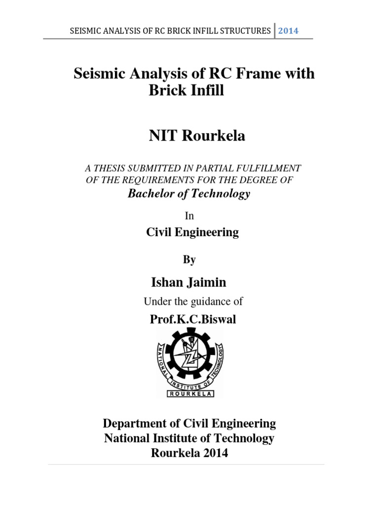 Seismic Analysis of RC Frame With Brick | PDF | Structural Analysis ...