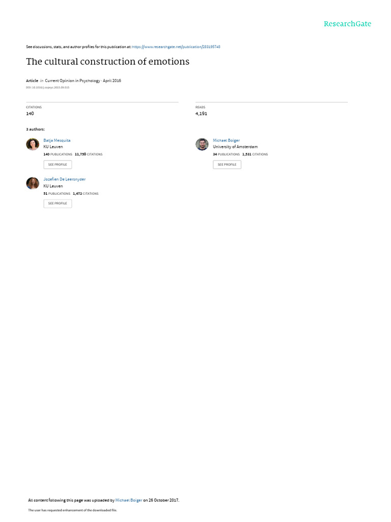 The Cultural Construction of Emotions | PDF | Emotions | Anger