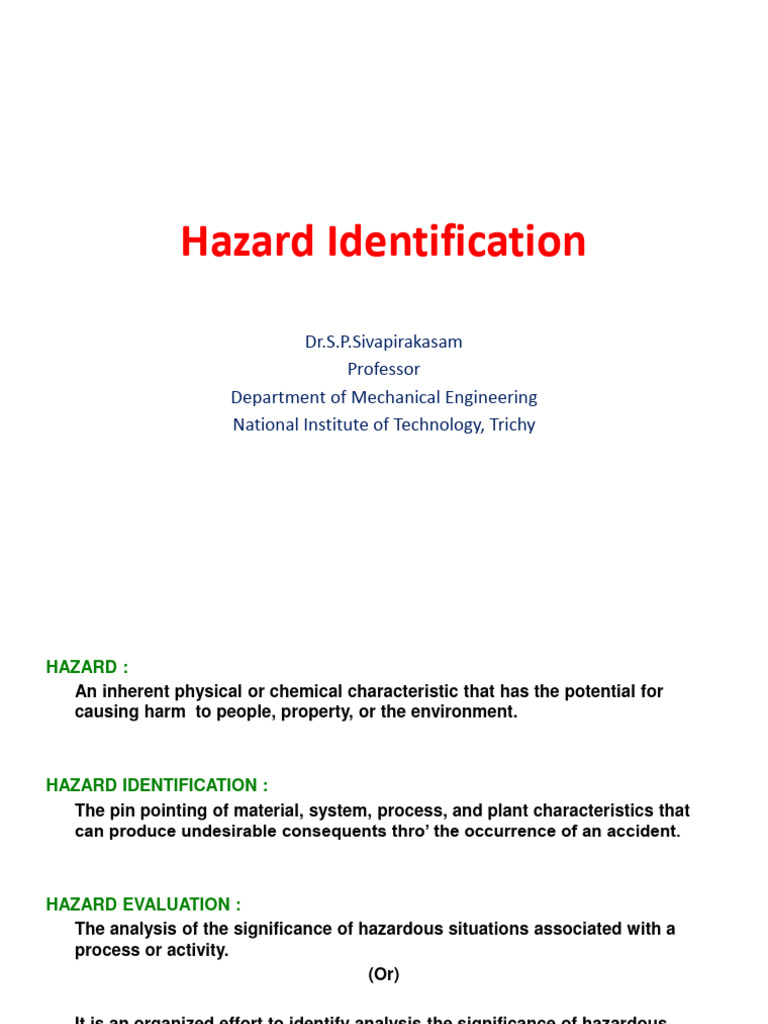 Hazard Identification and Evaluation Guide | PDF | Hazards ...