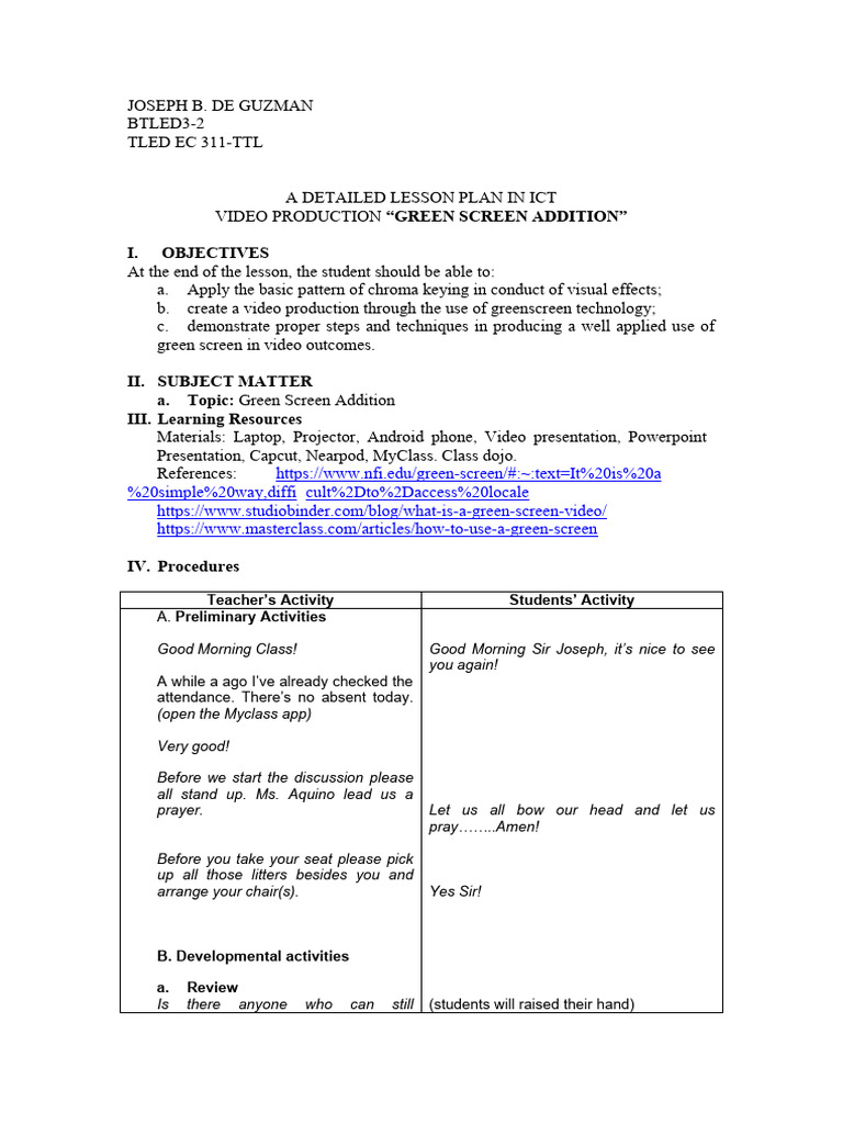 Final Detailed Lesson Plan in Ict | PDF