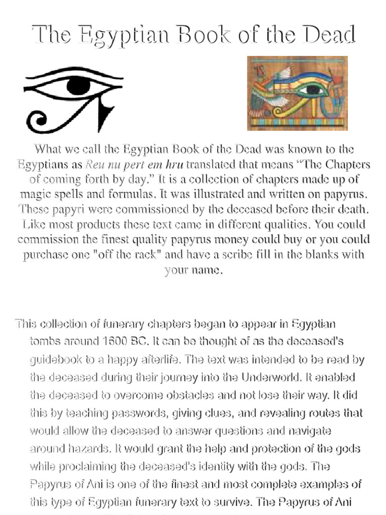 Egyptian Book of the Dead Overview | PDF | Ancient Egypt | Cultural ...