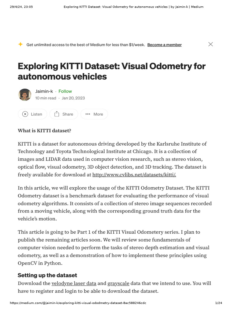 Exploring Kitti Dataset Visual Odometry For Autonomous Vehicles By