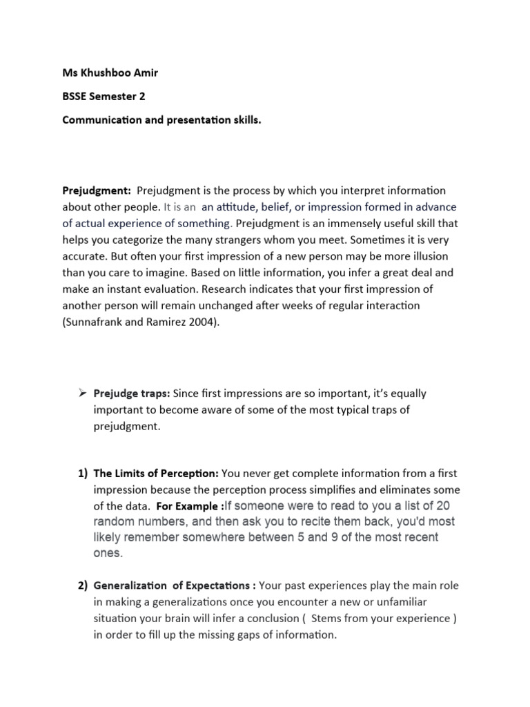 Prejudgement 1 | PDF | Experience | Stereotypes