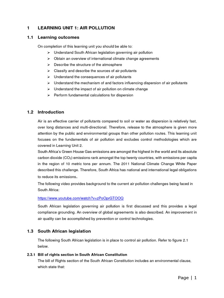 Learning Unit 1 | PDF | Air Pollution | N Ox