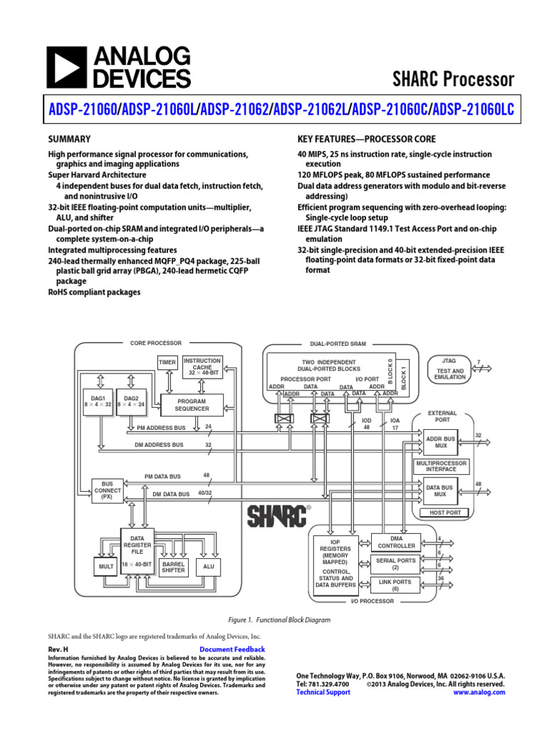 SHARC Processor: ADSP-21060 ADSP-21060L ADSP-21062 ADSP-21062L ADSP-21060C ADSP-21060LC | PDF ...