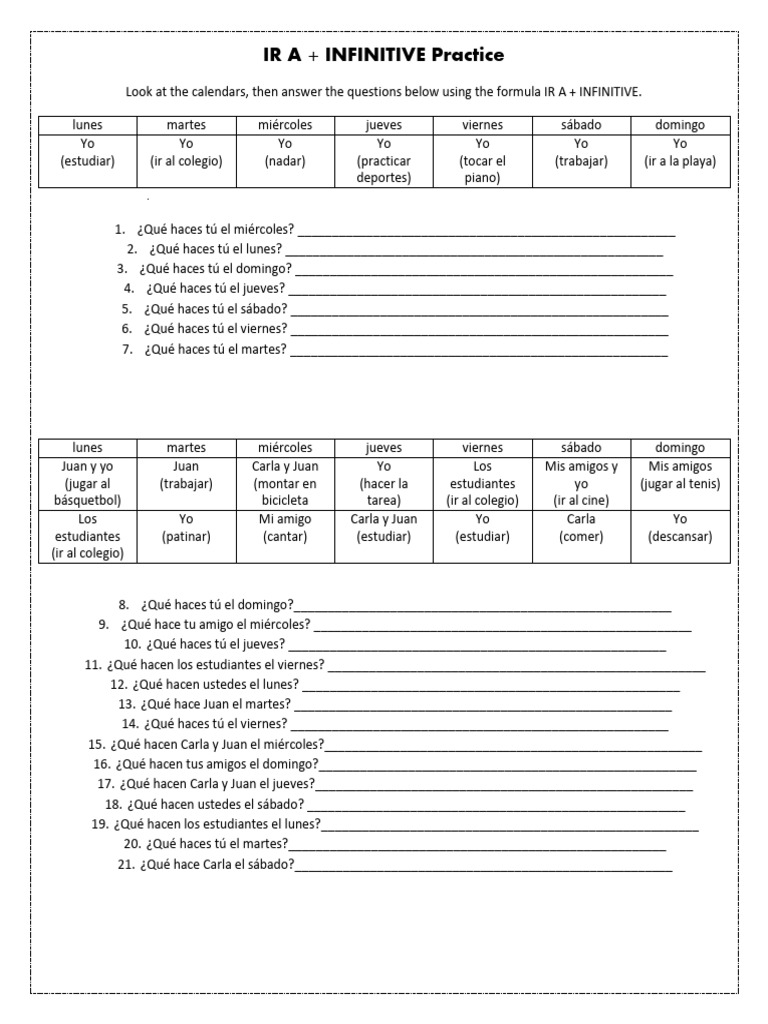 3H Ir A Infinitive Practice | PDF