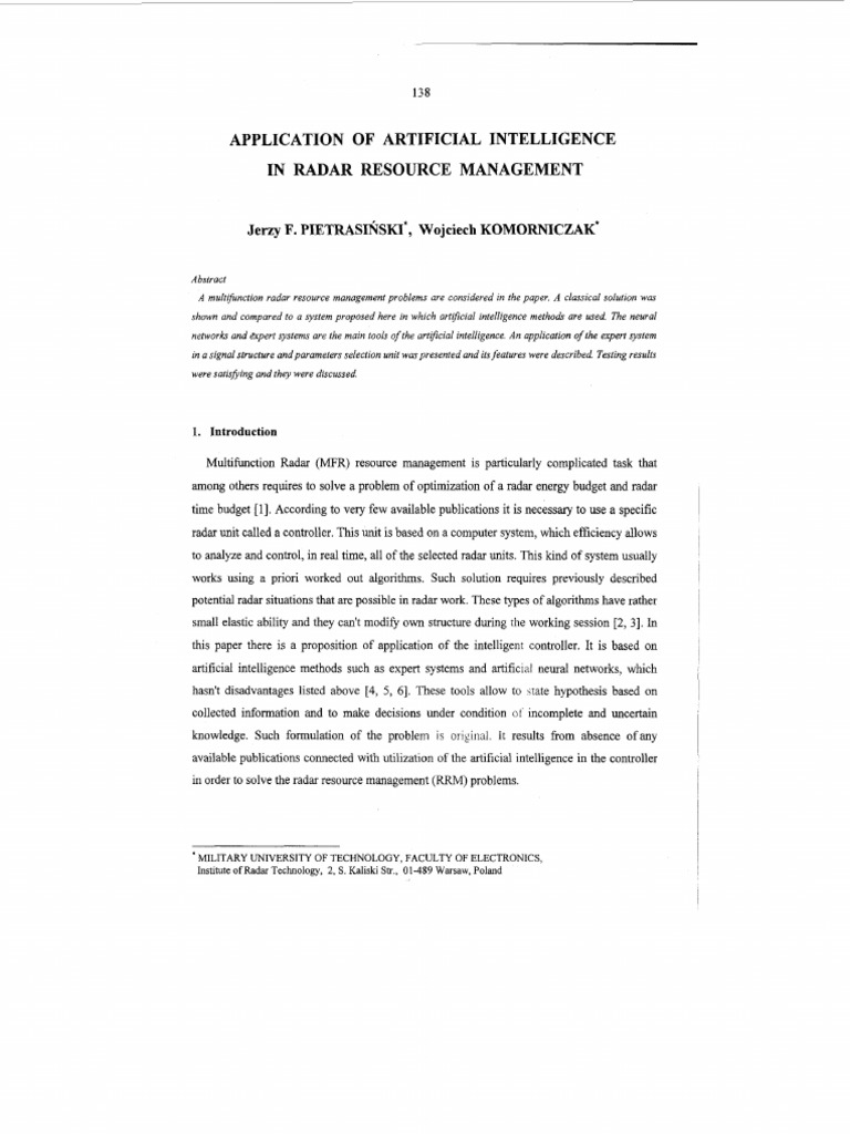AI in Radar Resource Management | PDF | Artificial Intelligence ...