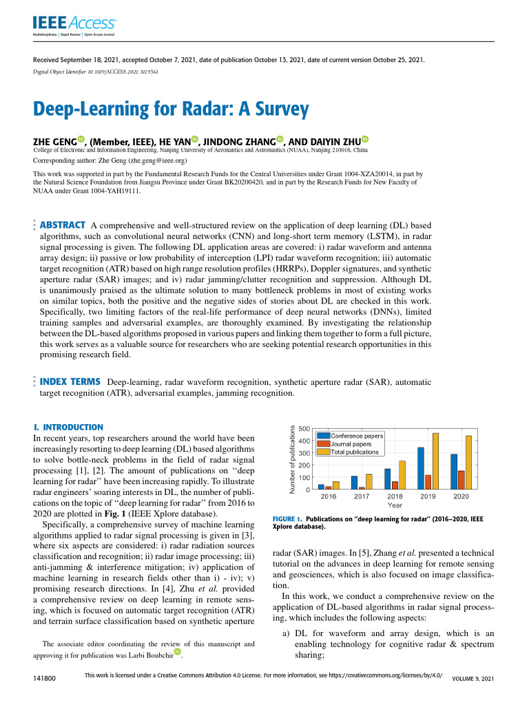 Deep-Learning For Radar A Survey | PDF | Deep Learning | Radar