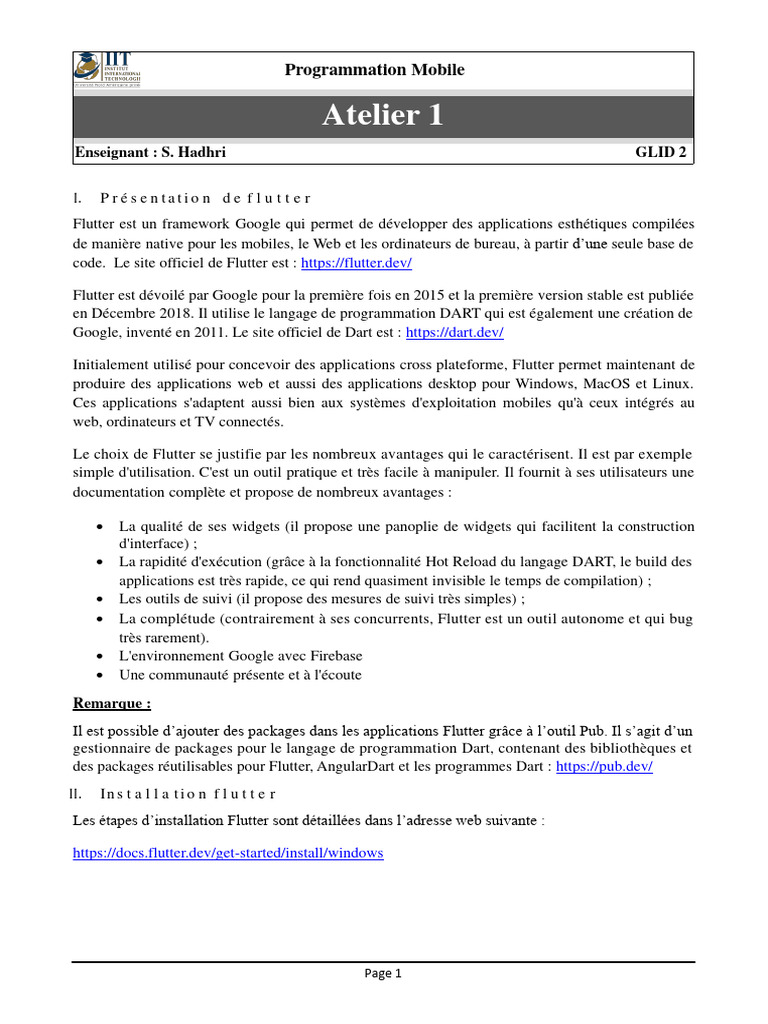 TP1 Flutter | PDF