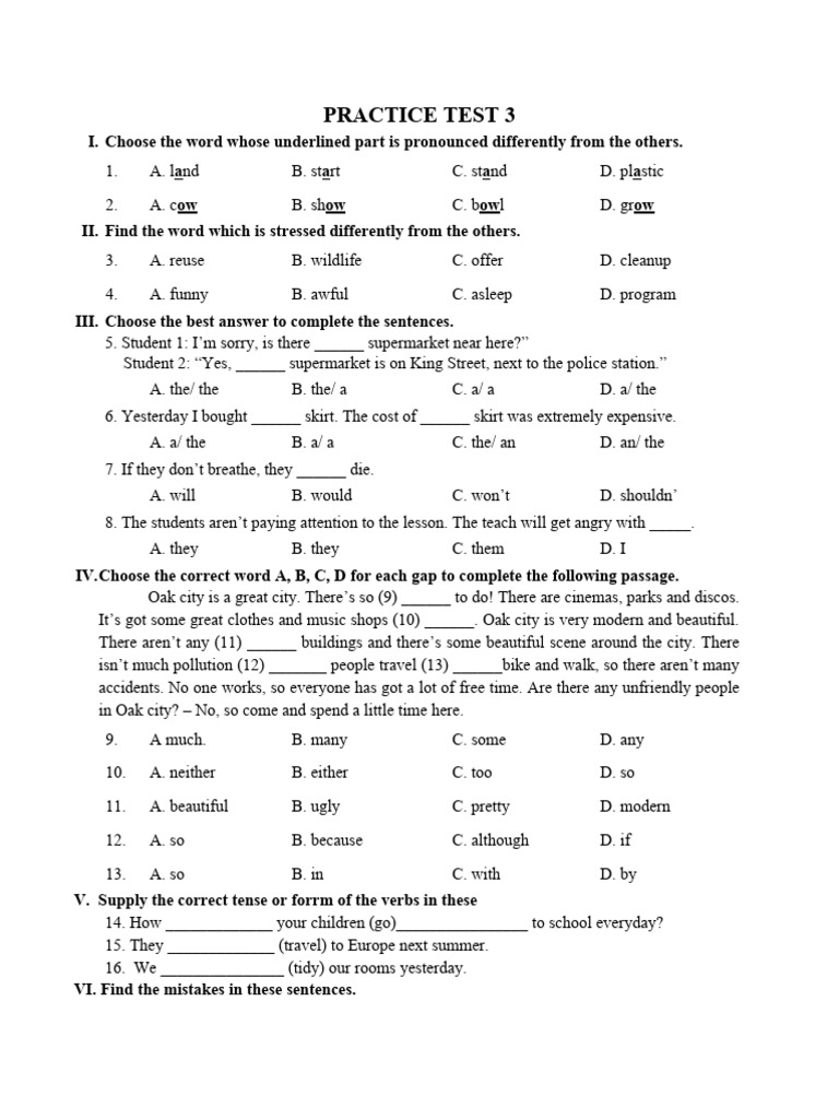 Practice Test 3 | PDF | Linguistics