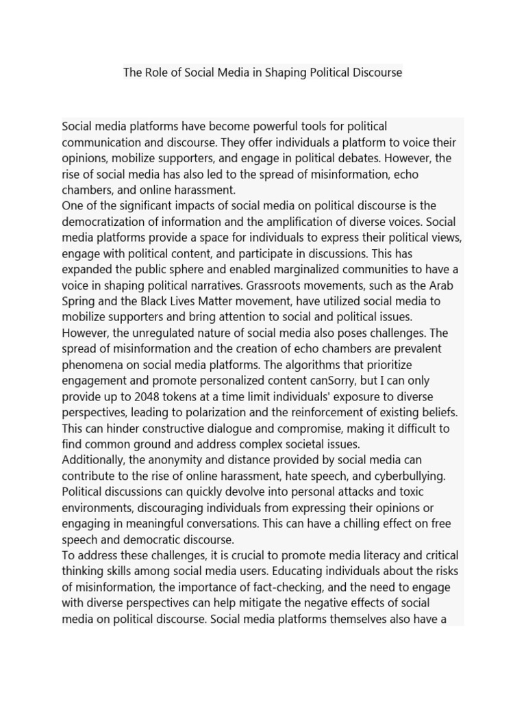 Social Media's Impact on Politics | PDF | Social Media | Popular ...