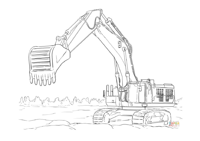 Caterpillar Excavator Coloring Page - Free Printable Coloring Pages | PDF