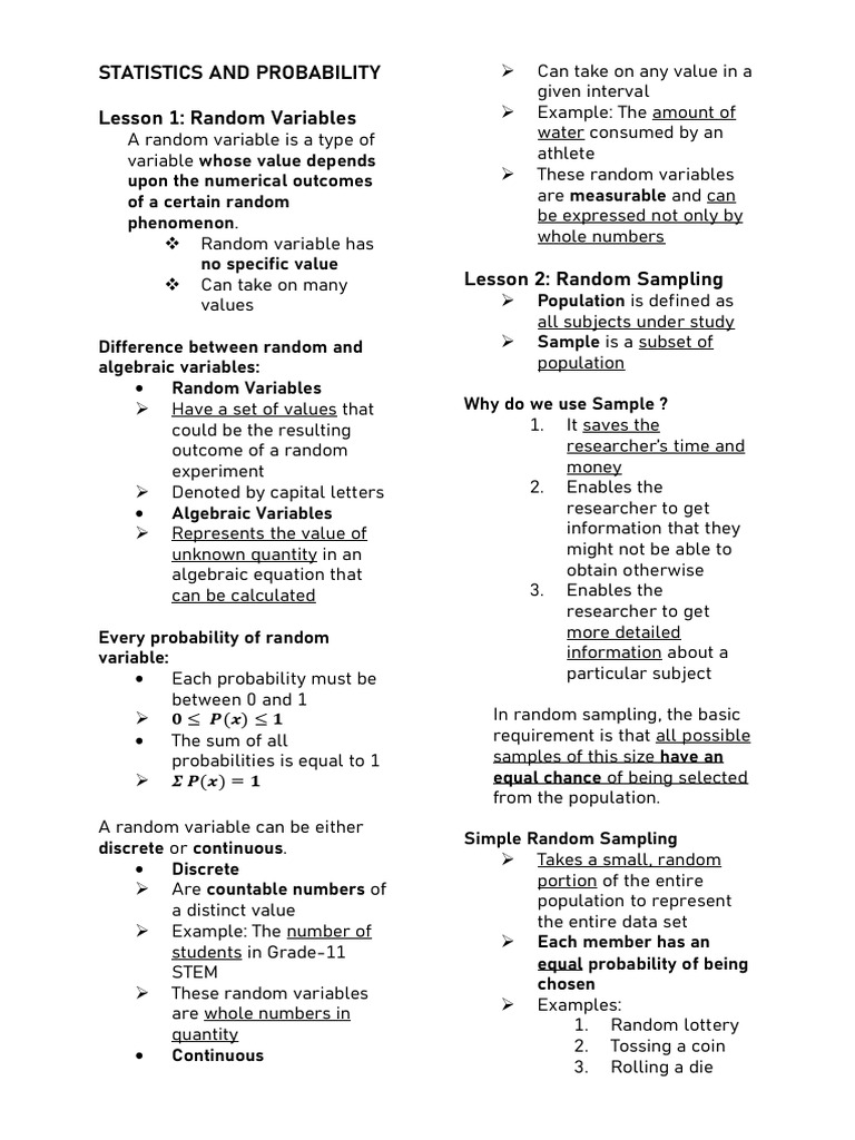 Grade 11 Statistics & Probability Review | PDF | Confidence Interval ...