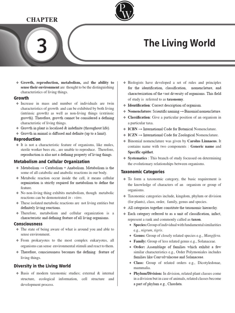 The Living World | PDF | Taxonomy (Biology) | Organisms